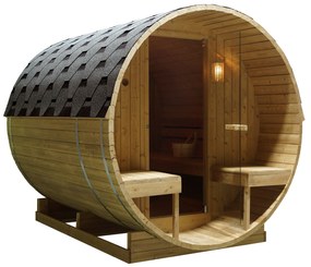 RAKOUSKÝ produkt - Venkovní sudová sauna BERGEN pro 4-6 osob 194,8x220x191,5 cm (F70220)
