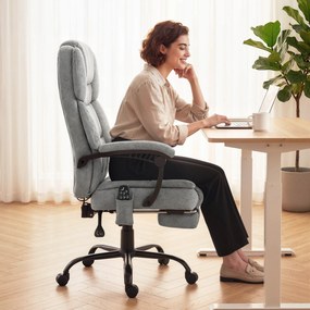 HOMCOM kancelářské křeslo s masáží — ergonomické polohovatelné vyhřívané manažerské křeslo se širokým sedákem, vzhled sametu, výškově nastavitelné, s…