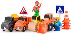 Woody Sada autíček Stavební stroje k vláčkodráze, mix barev