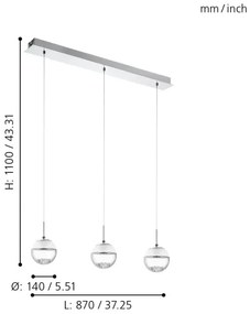 Eglo 93784 - LED Závěsné svítidlo MONTEFIO 1 3xLED/5W/230V