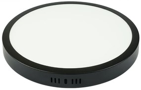 Kruhový LED panel pro povrchovou montáž - černý - 24W - neutrální bílá