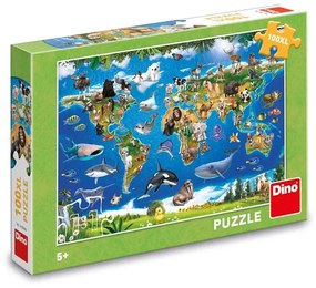 Dino Puzzle Mapa zvířat 100 XL dílků