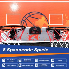 Costway Skládací arkádová basketbalová hra dětský basketbalový koš s 8
