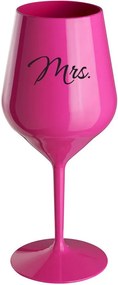 MRS. - růžová nerozbitná sklenice na víno 470 ml