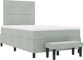 Postel s boxspringem s čelo Světle šedá 200 x 120 cm samet 3344504