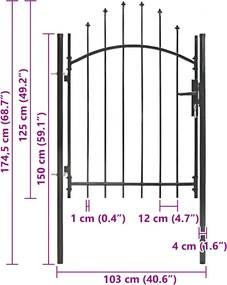 Zahradní brána Woerden ocel 1x1,25 m Černá 143059