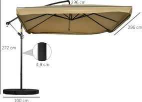Outsunny Konzolový slunečník Outsunny, 296 x 296 cm, sklápěcí slunečník, zátěžový slunečník, zahradní slunečník na terasu, balkon| Aosom
