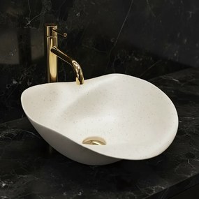 Rea ART, keramické umyvadlo na desku 400x390x160 mm, ruční výroba, model HM-34B, imitace kemene-béžová, REA-U0609