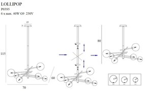 Maxlight P0395 Závěsné svítidlo LOLLIPOP černé + čiré sklo
