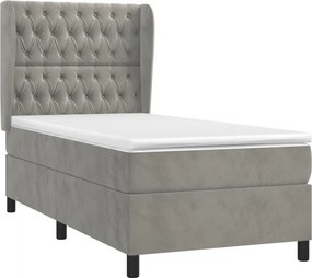 Box spring postel s matrací světle šedá 90x190 cm samet 3129363