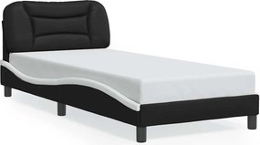 Rám postele bez matrace Hvar černý a bílý 90 x 200 cm umělá kůže 3207979