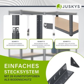 Juskys Sada tří kovových regálů Corner a Basic Barva: stříbrná