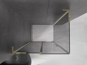 Mexen Velar L, sprchový kout s posuvnými dveřmi 100 x 110 cm, 8mm šedé sklo, zlatá lesklá, 871-100-110-43-50