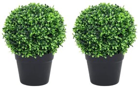 Umělé zimostrázy ve tvaru koule 2 ks s květináči zelené 32 cm 336519