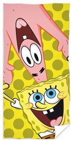 Dětská plážová osuška SpongeBob a Patrik - 100% bavlna, froté s gramáží 300 gr./m2 - 70 x 140 cm