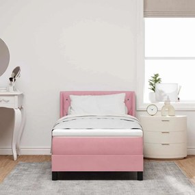 Postel s boxspringem s čelo Růžová 200 x 100 cm samet 3341407