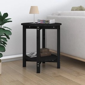 Konferenční stolek černý Ø 55 x 60 cm masivní borové dřevo