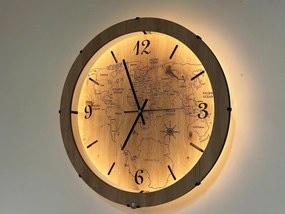 Li-Go "Mapa světa" světelné hodiny 230V/12V/dub světlý velikost svítidla/hodin: 31 cm