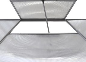 Zahradní skleník ke stěně, polykarbonát, 122x313x199 cm, MABON TYP 3