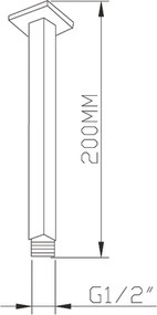 Sapho sprchové stropní ramínko hranaté 200 mm zlatá mat 1205-07GB