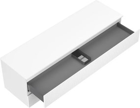 Mexen Rivel koupelnová skříňka pod umyvadlo 160 cm s deskou, 2 zásuvky, rýhovaná, bílá mat - 91A20-16047-2-BFFC01