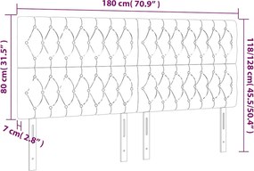 Čelo postele s LED tmavě šedé 180x7x118/128 cm samet 3122821