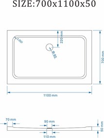BPS-koupelny Posuvné sprchové dveře HYD-PD03C 110 černé/transparent pro instalaci do niky + vanička HYD-OSV-ST05D 110x70 bílá
