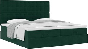 Osmanský rám postele s matrací tmavě zelená 200x200cm samet 3313817