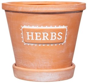 sass & belle Keramický květináč s podmiskou Herbs, oranžová barva, keramika