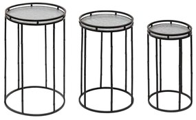 3ks kovový dekorační stolek na květiny – 35x59 /  31x55 /  26x50 cm