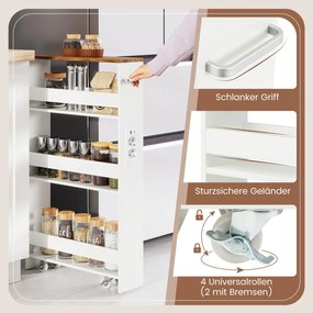 Costway 13 cm tenký úložný vozík s nabíjecí stanicí 4patrový