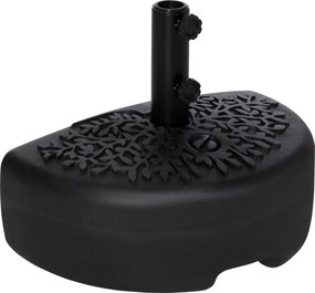 Stojan na slunečník Outsunny pro stěnu Ø38/48 mm polokruhový plnitelný se 21 kg vody nebo 18 kg písku pro zahradu, terasu, venkovní použití, 50x31x38