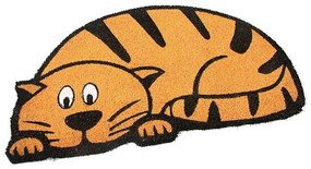 Kokosová vstupní venkovní čistící rohož Cute Cat, FLOMAT - délka 45 cm, šířka 75 cm a výška 1,7 cm