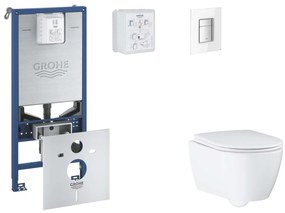 Grohe Rapid SLX - Set předstěnové instalace, klozetu, sedátka SoftClose a tlačítka Skate Cosmopolitan, Moon White SANI11BB3115