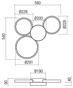 Redo 01-2536 stropní LED stmívatelné svítidlo Cronos pískově bílé, 50W, 3000K, 58cm