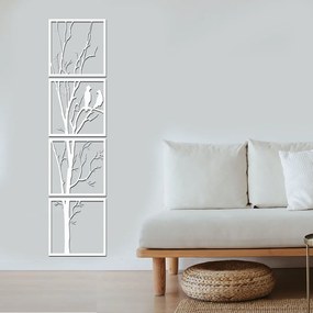 dřevo života 4dílný dřevěný obraz PTAČÍ STROM Barevný vzor: Bílá, Rozměry (cm): 60x240