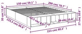 Rám postele betonově šedý 150 x 200 cm kompozitní dřevo