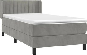 Box spring postel s matrací světle šedá 100x200 cm samet 3131063