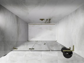 Mexen Lunar-F, L skládací levé sprchové dveře 135 cm, čiré sklo, zlatý profil, 836SL-135-050-50-00-L
