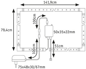 Paulmann 78876 MaxLED TV Comfort, sada RGBW LED pásku za televizi s úhlopříčkou 65" 22W, dálkové ovládání