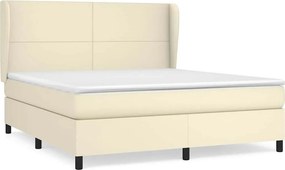 Box spring postel s matrací krémová 160x200 cm umělá kůže 3128921