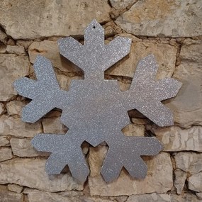 Vánoční ozdoba vločka I, pr. 80 cm, stříbrná, překližka, venkovní