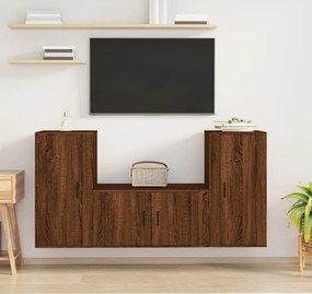 vidaXL 3dílný set TV skříněk kompozitní dřevo [3188526] Barva: hnědý dub
