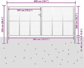 Zahradní brána pozinkovaná ocel 400 x 200 cm stříbrná 144303