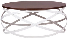 Ořechový konferenční stolek s bílou podnoží Somcasa Dario 80 cm
