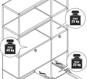 Tchibo - Kovový regál CN3 se 4 výklopnými dvířky - barva: bílá