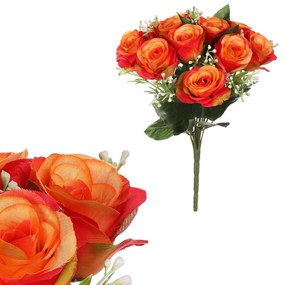 Růže, puget, barva červeno-oranžová. Květina umělá KU4139