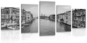 5-dílný obraz slavný kanál v Benátkách v černobílém provedení Varianta: 200x100