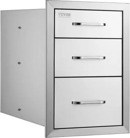 Nerezová komoda se 3 zásuvkami s rukojetí 35*58 cm Bbq úložná skříňka