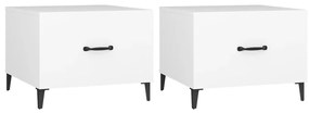 Konferenční stolky s kovovými nohami 2 ks bílé 50 x 50 x 40 cm - Default Title